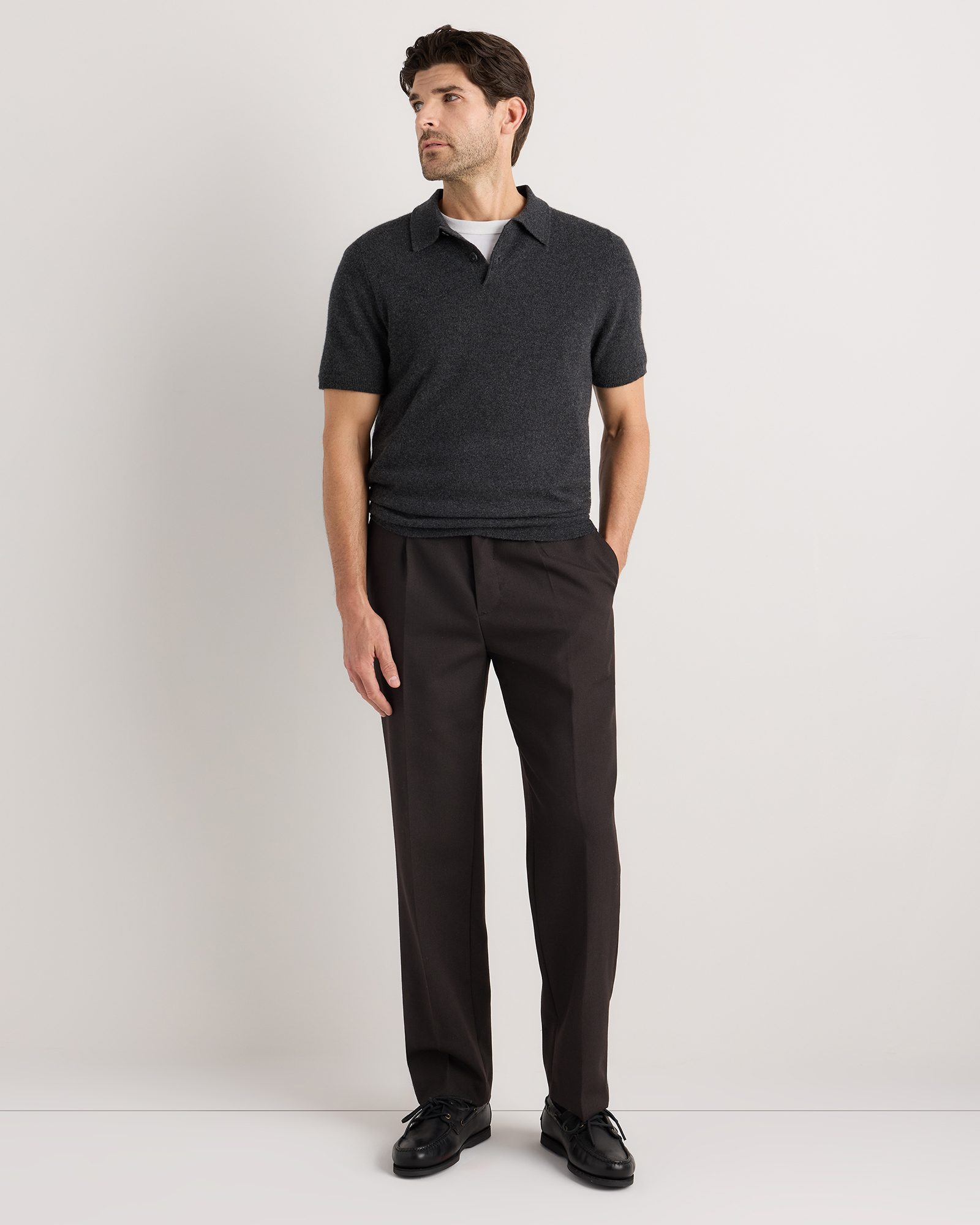 QUINCE Cashmere Short Sleeve Polo Sweater